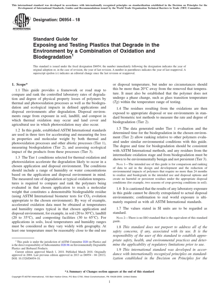 Astm D6954 18 | PDF | Biodegradation | Plastic