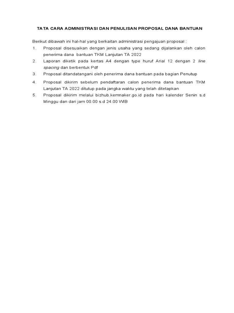 Nur Ainun - Outline Proposal Pengajuan Dana Bantuan TKM L 2022 | PDF