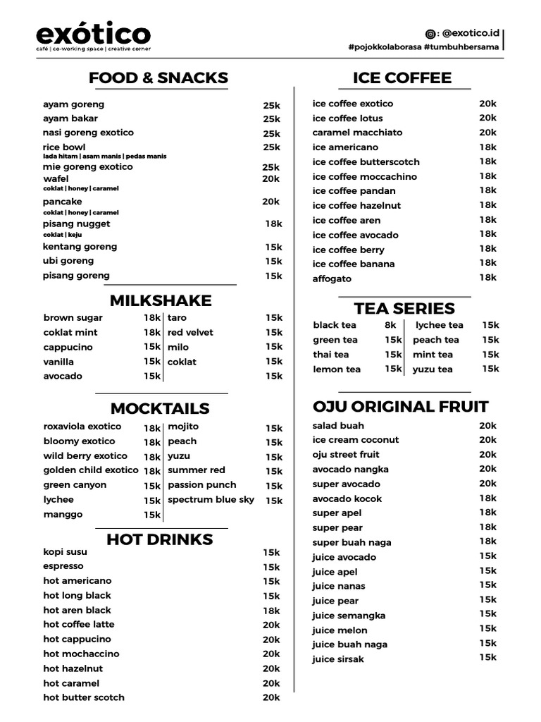 Menu Exo Update Mei | PDF | Coffee | Non Alcoholic Drinks