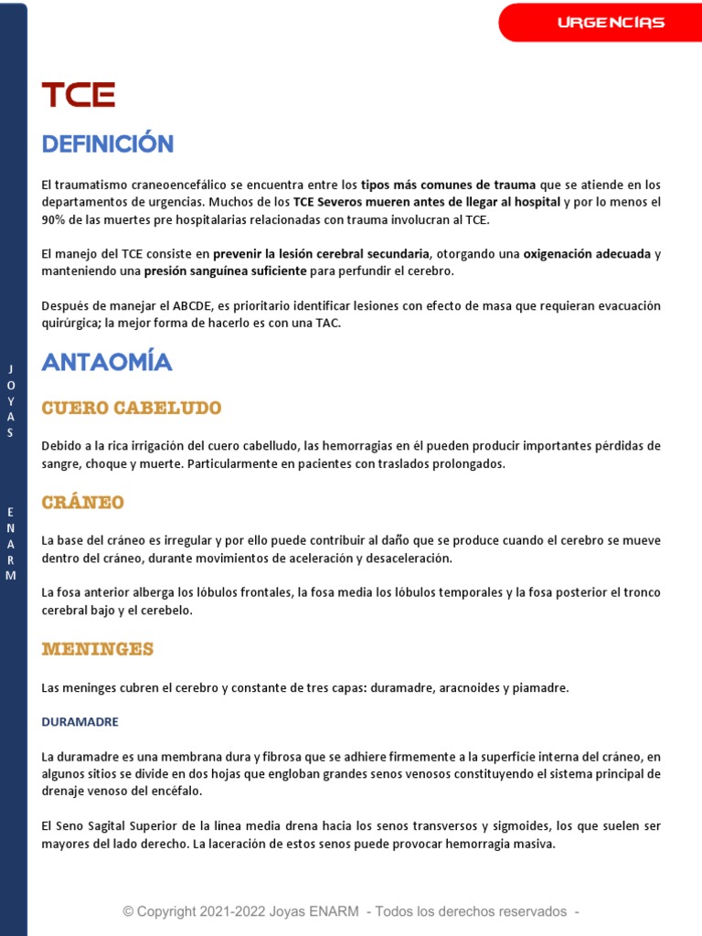 Manejo TCE | PDF | Lesión cerebral traumática | Cerebro