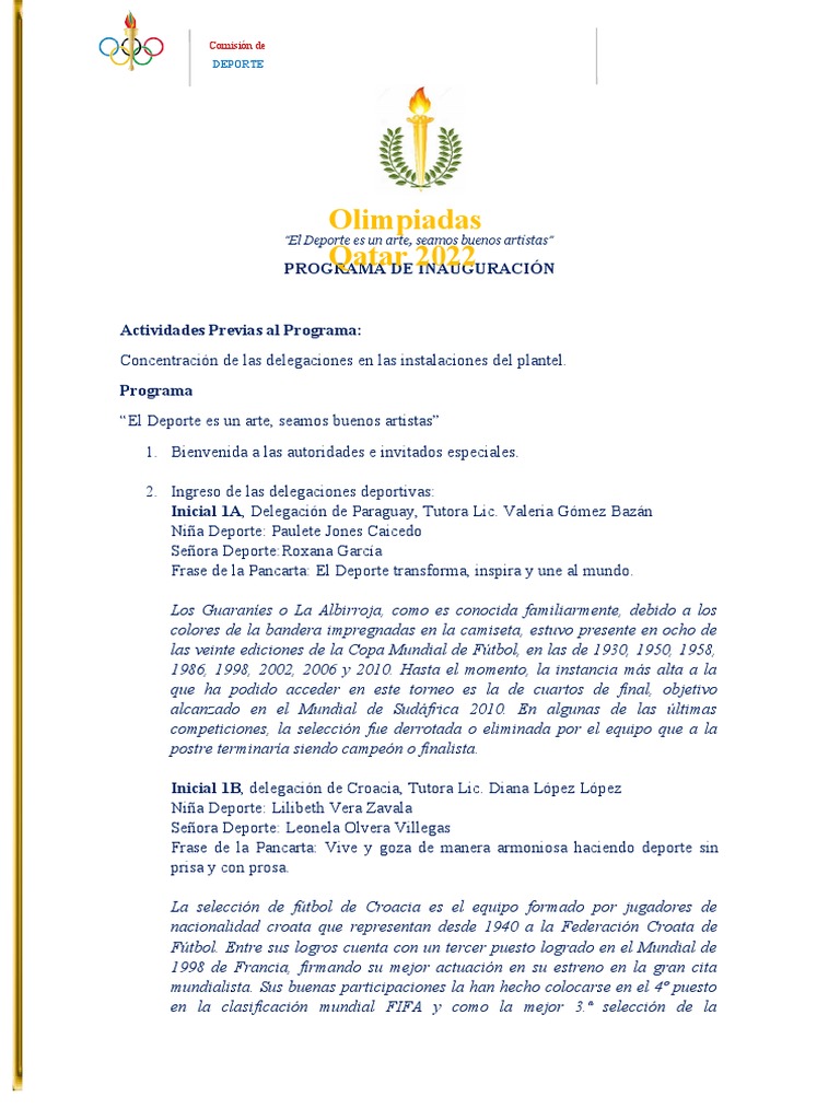 Programa Olimpiadas 2022 | PDF | Selección nacional de fútbol de Alemania | FIFA Copa del Mundo