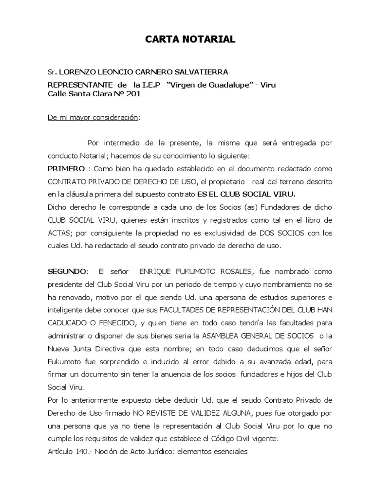 Carta Notarial | PDF | Propiedad | Gobierno