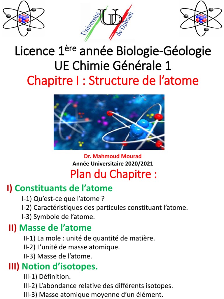 Structure de l'Atome en Chimie Générale | PDF | Atomes | Noyau atomique