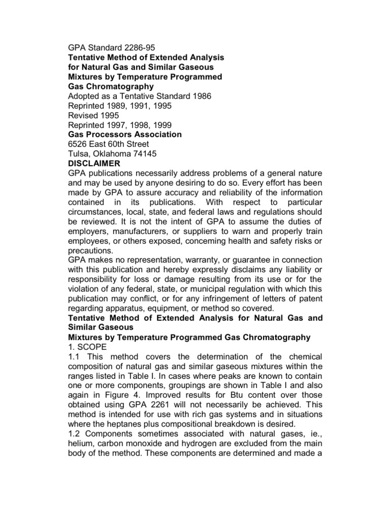 GPA Standard 2286 | PDF | Gas Chromatography | Chromatography