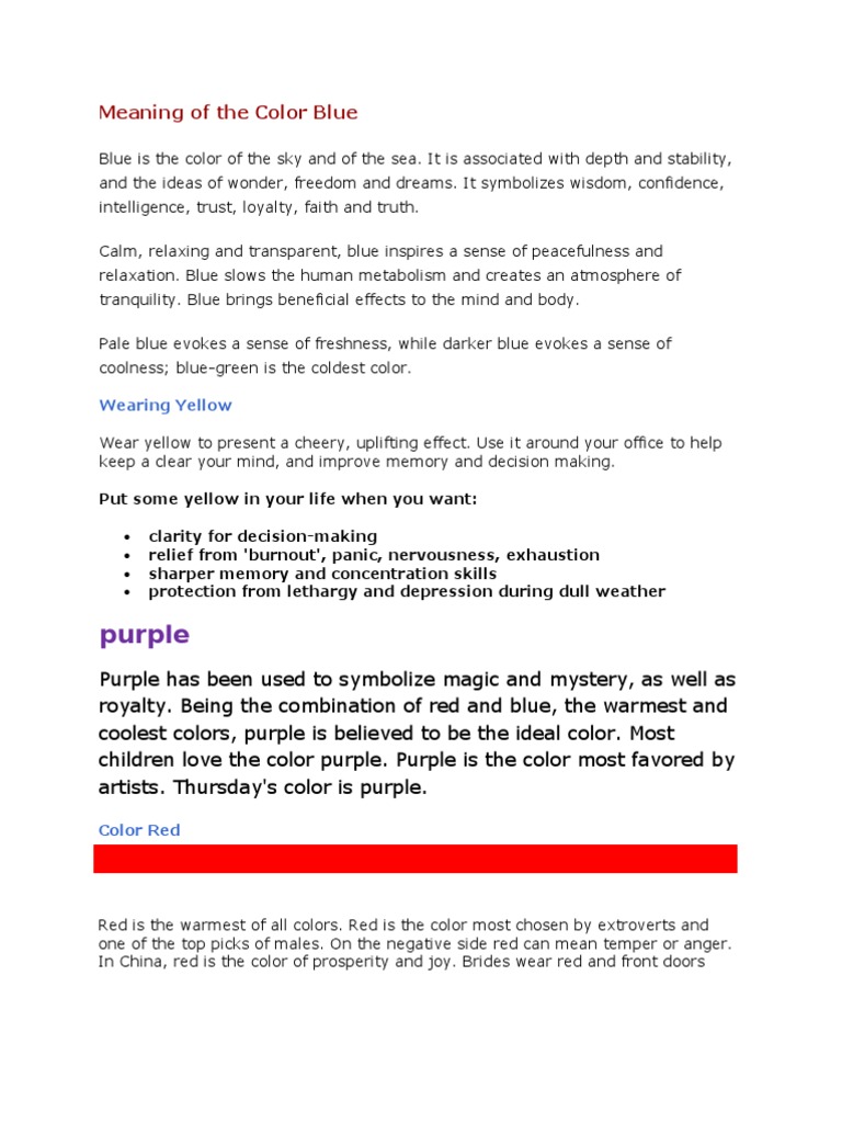 Meaning of The Color Blue | PDF | White | Red