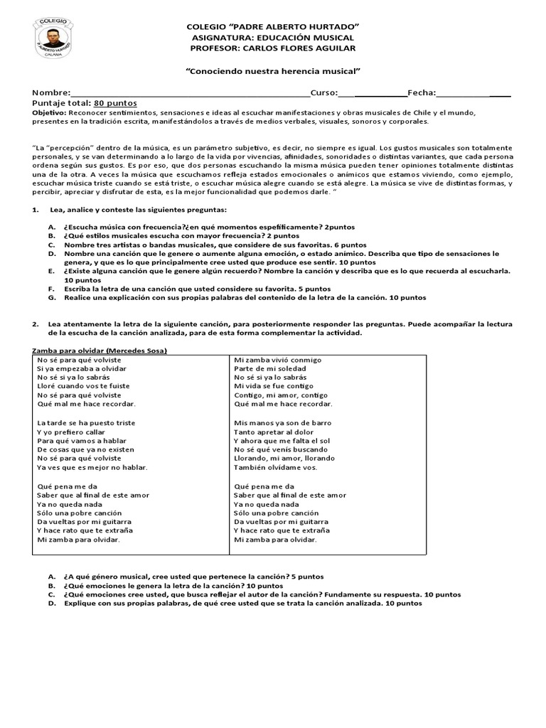 Alondra Castillo - PERCEPCIÓN MUSICAL | PDF | Las emociones | Percepción