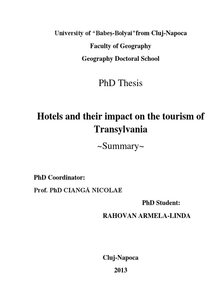 Rezumat Teza de Doctorat en | PDF | Tourism | Hotel