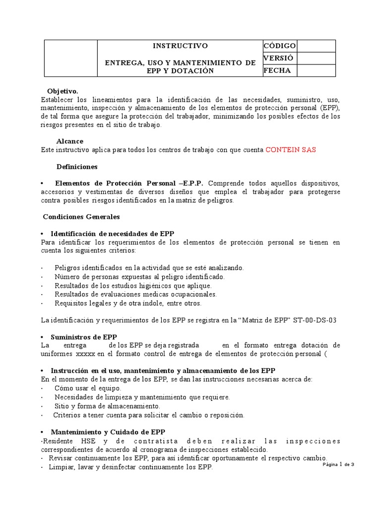 St-00-In-20 Instructivo Entrega Epp v2 | PDF
