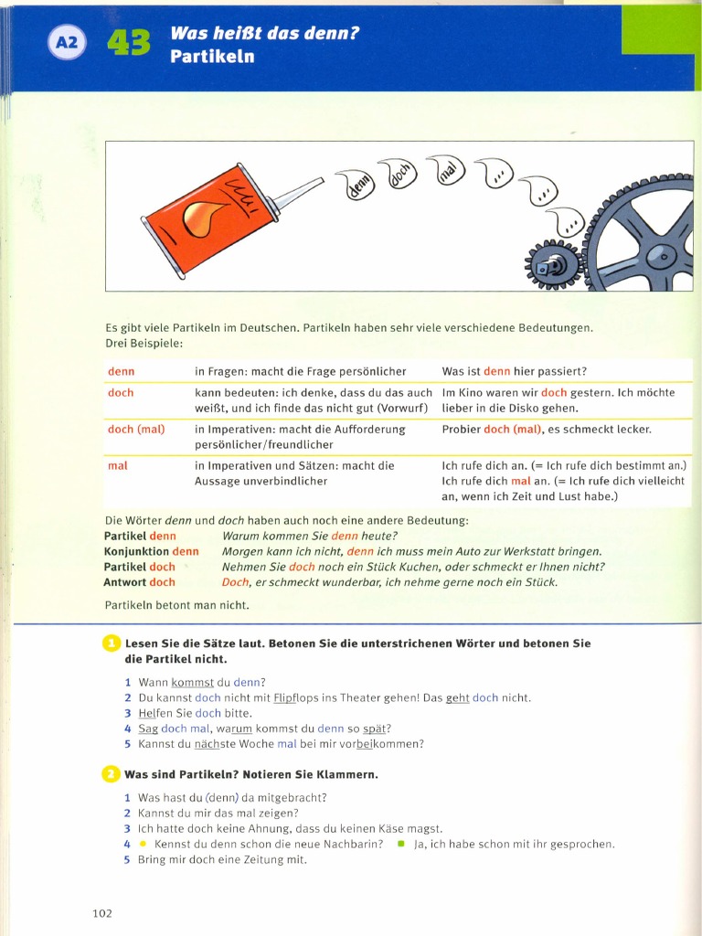 43-Partikeln (A2) - Ubungsgrammatik-Lextra | PDF