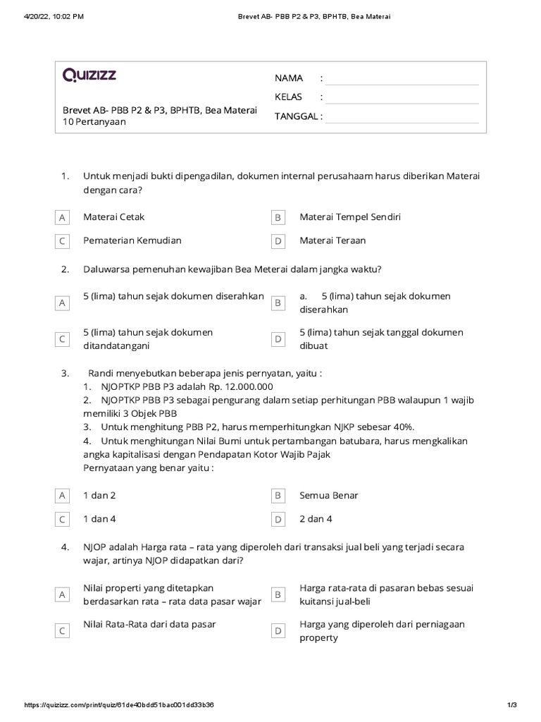 Brevet AB - PBB P2 & P3, BPHTB, Bea Materai | PDF