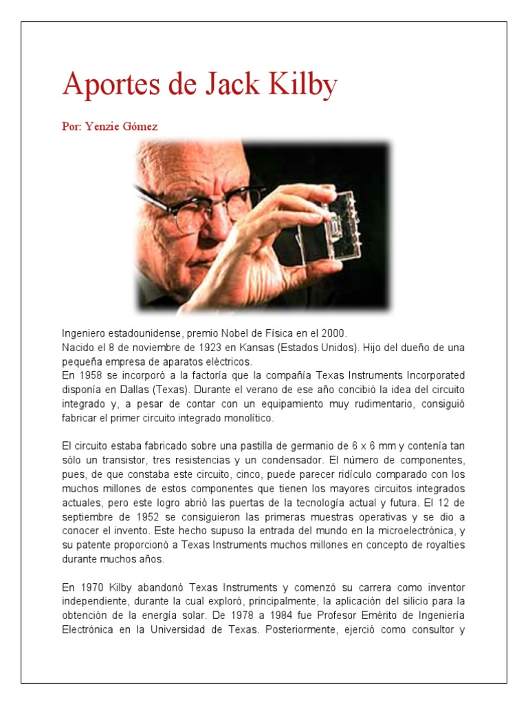 Aportes de Jack Kilby | PDF | Circuito integrado | Electromagnetismo