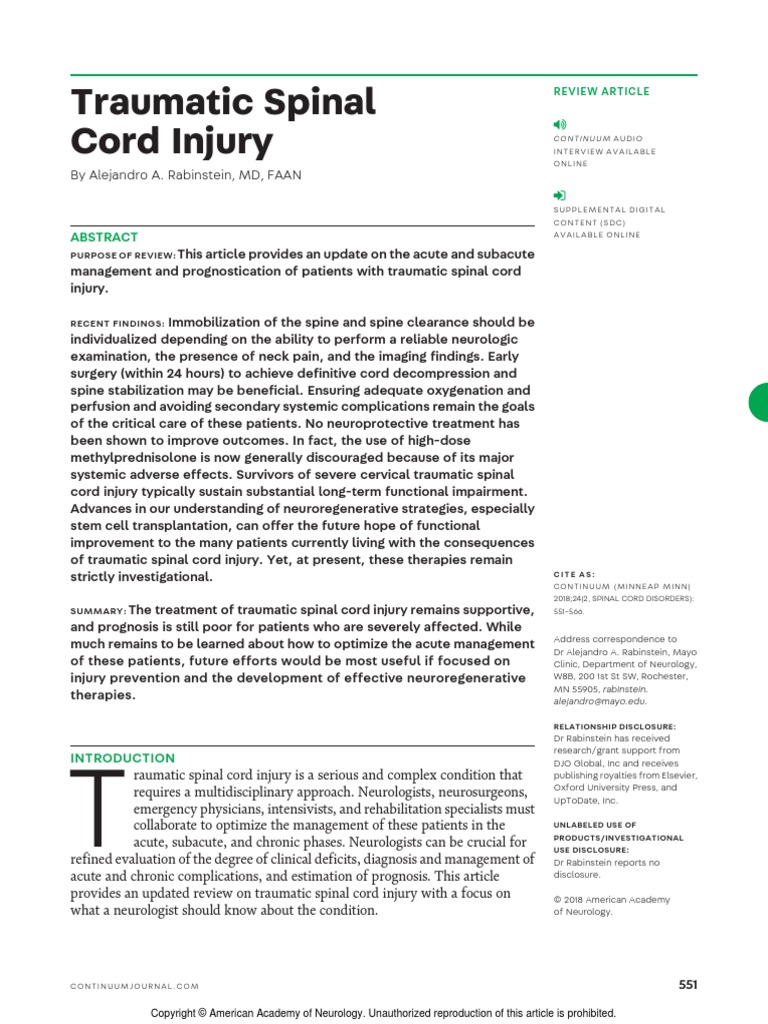 Traumatic Spinal Cord Injury 2018 | PDF | Spinal Cord Injury | Major Trauma
