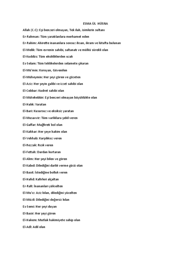 Esma Ül Hüsna | PDF
