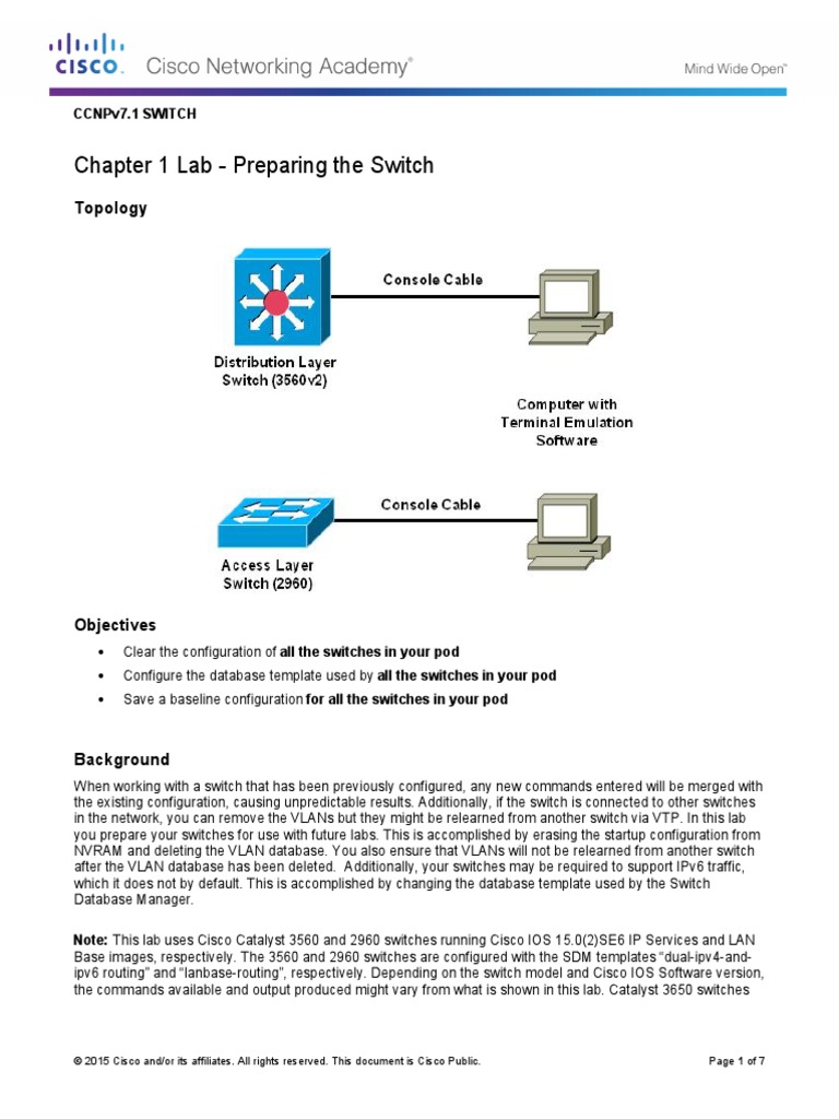 CCNPv7.1 SWITCH Lab1 BASELINE STUDENT | PDF | I Pv6 | Command Line ...