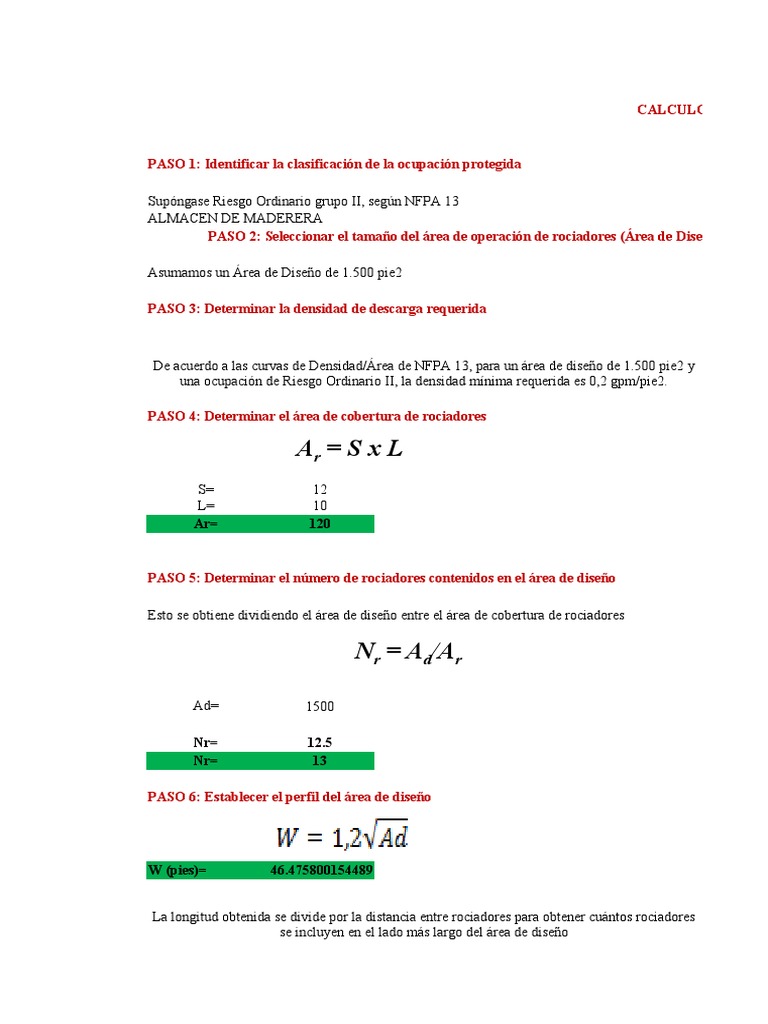 Calculo Del Sistema de Rociadores | PDF | Protección contra incendios Calculo Del Sistema de Rociadores | PDF | Protección contra incendios