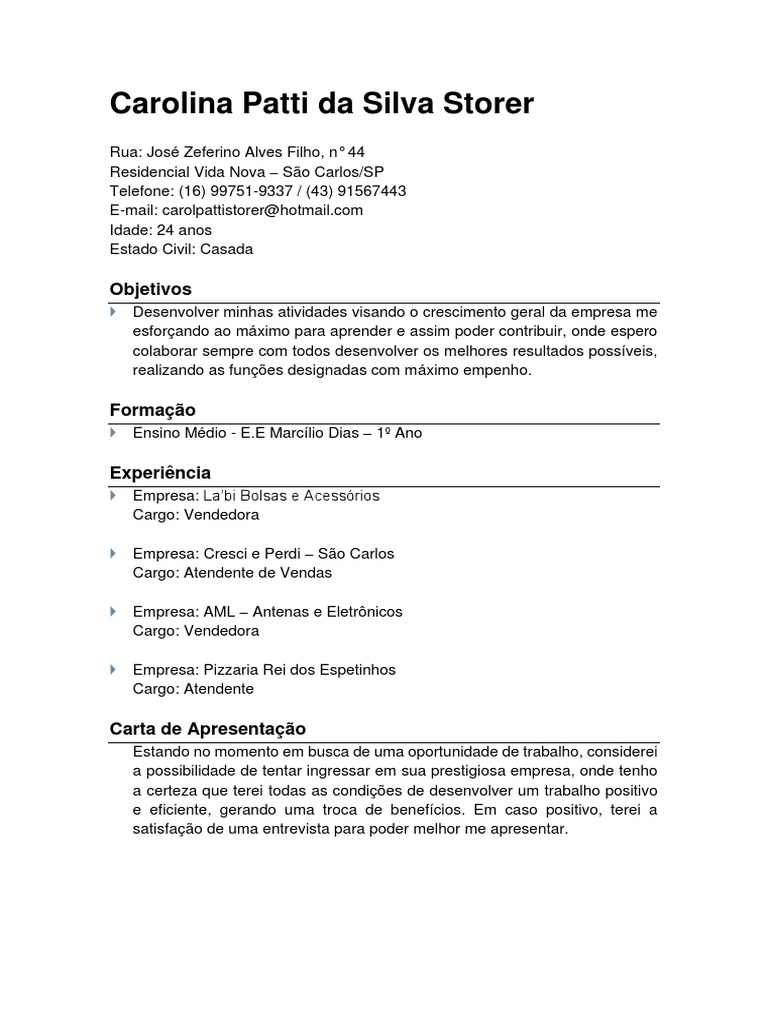 Currículo sem Foto | PDF