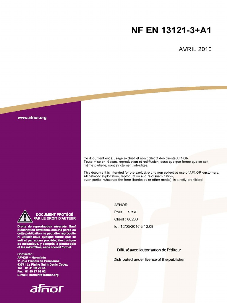 NF en 13121-3+a1 | PDF