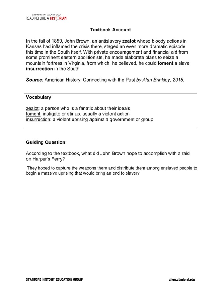 John Brown's Motivation Student Materials | PDF | John Brown ...