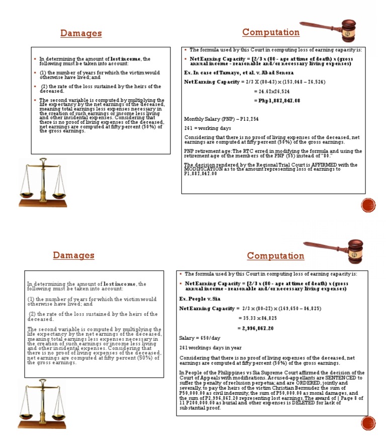 Loss of Earning Capacity Formula | PDF