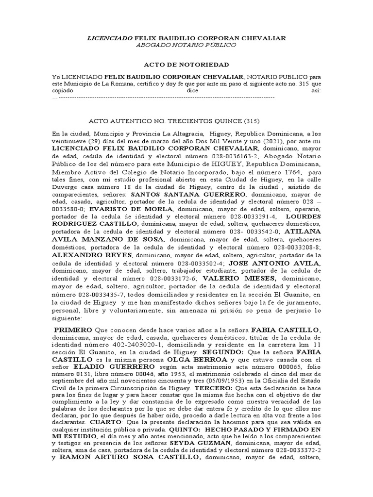 Acto Autentico de Maribel Guerrero | PDF