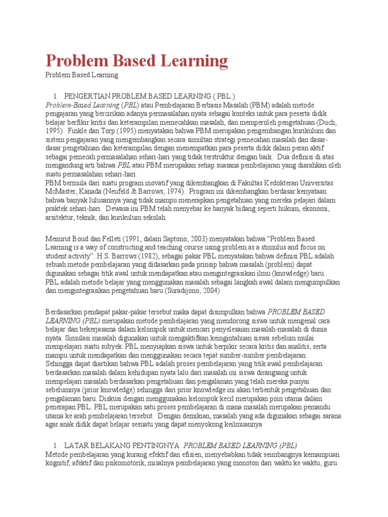 Problem Based Learning (PBL) | PDF | Karier & Perkembangan