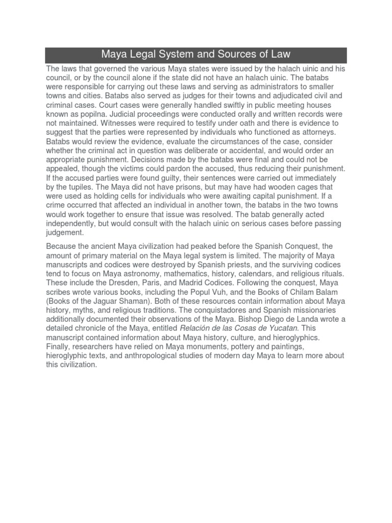 Mayan Legal System | PDF