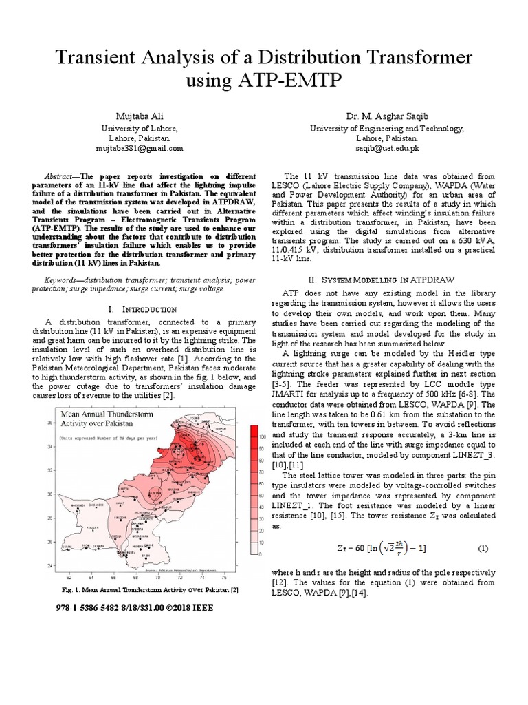 Transient Analysis Of A Distribution Transformer Using Atp Emtp Pdf Transformer Electric
