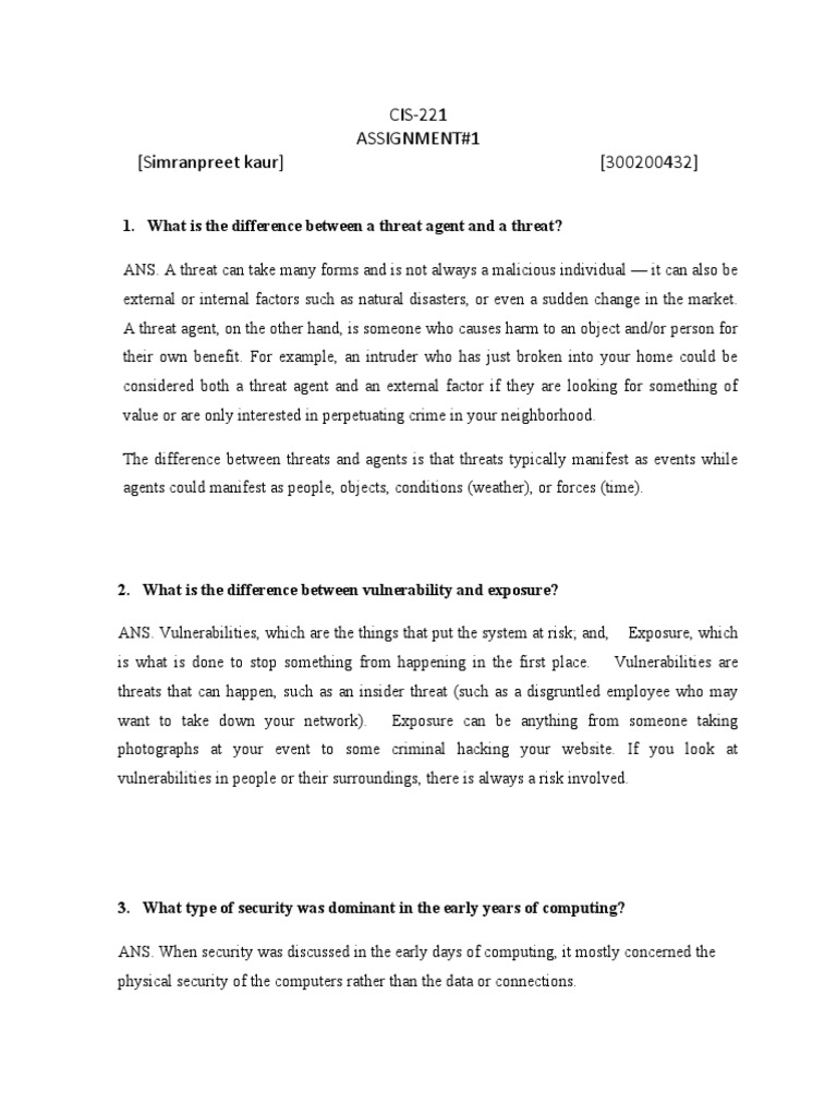 CIS 221 Assignment1 | PDF | Denial Of Service Attack | Computer Security