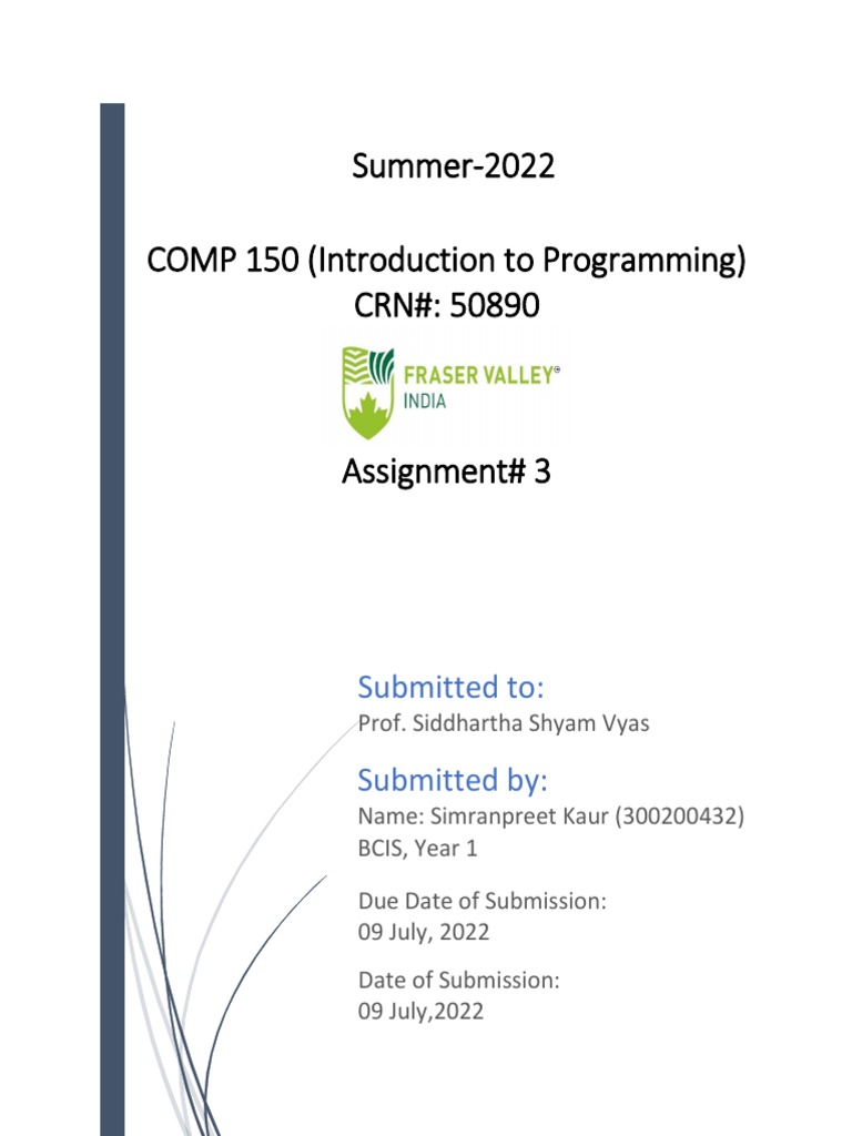 Comp 150 Assignment#3 | PDF | Function (Mathematics) | Summation