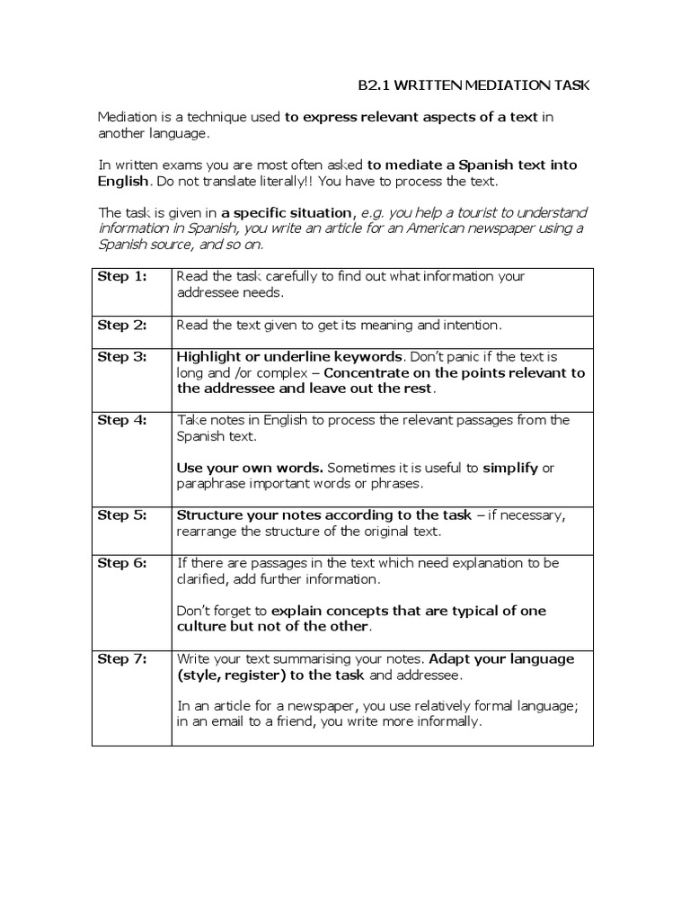 b2.1 - Written Mediation - Unit 1 - Childminders | PDF | Nanny ...