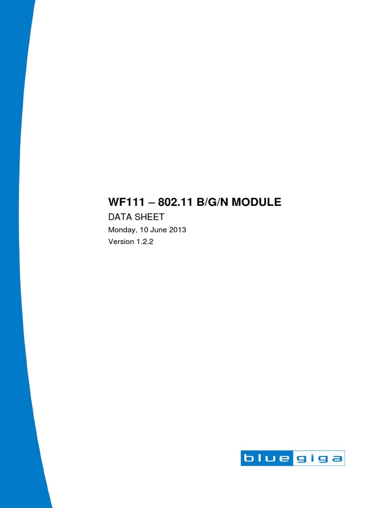 WF111 - 802.11n WiFi Module - Bluegiga | PDF | Wi Fi | Bluetooth