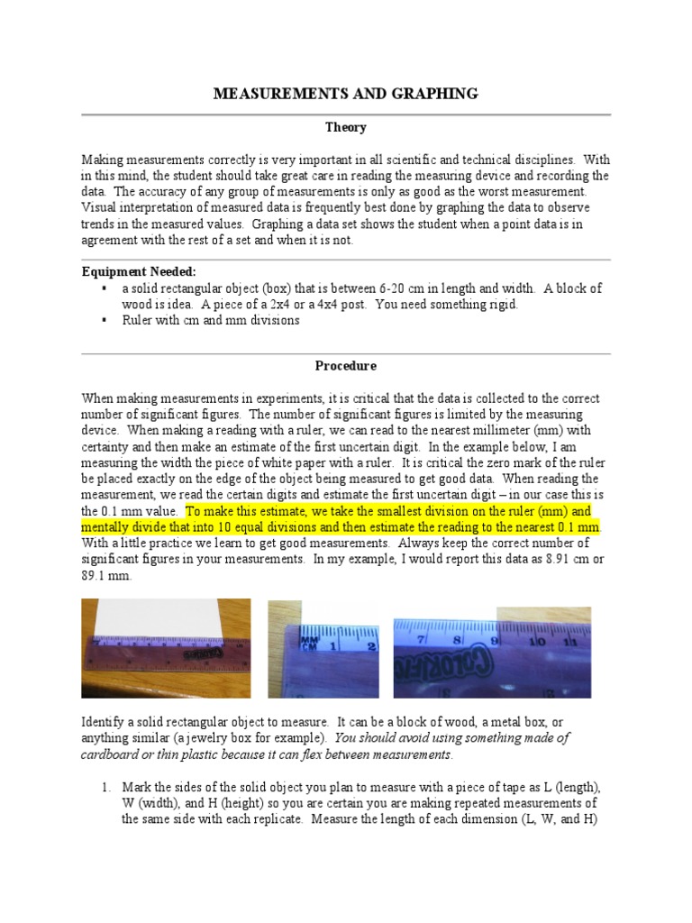 Lab 1 - Measurements and Graphing | PDF | Measurement | Significant Figures