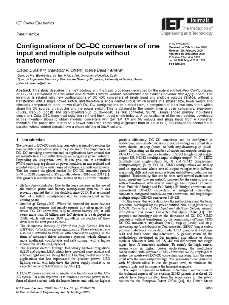 IET Power Electronics - 2020 - Dur N - Configurations of DC DC ...