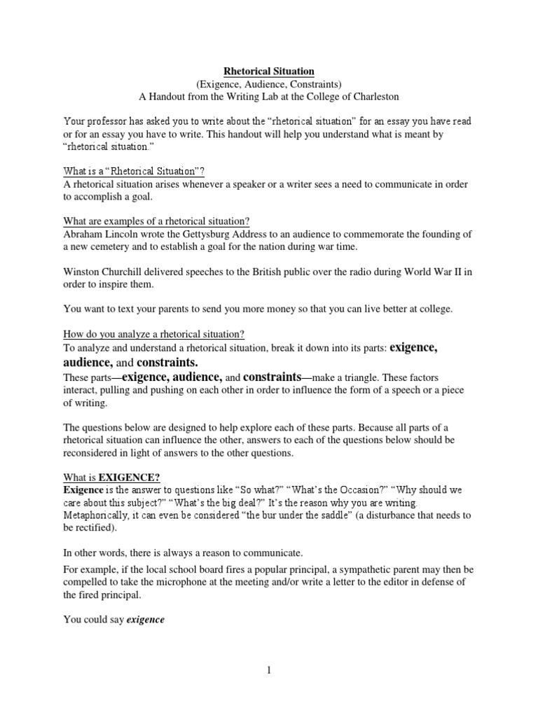 Rhetorical Situation Handout | PDF