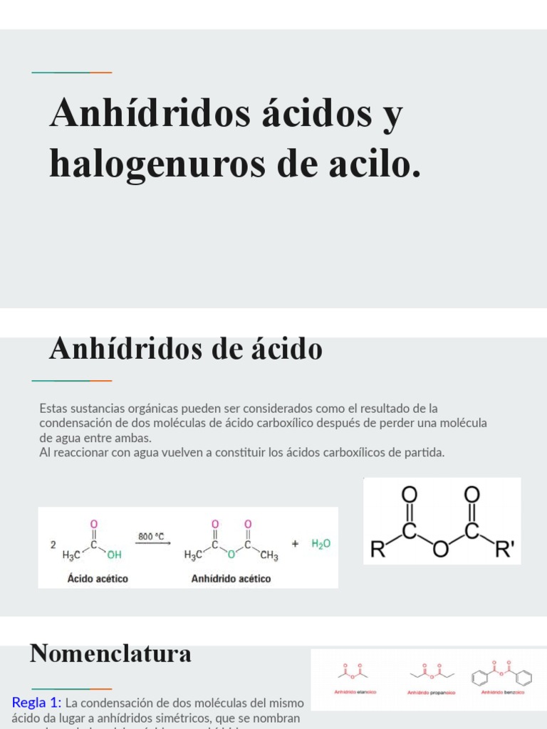 Equipo 2 - Anhídridos Ácidos y Halogenuros de Acilo. | PDF