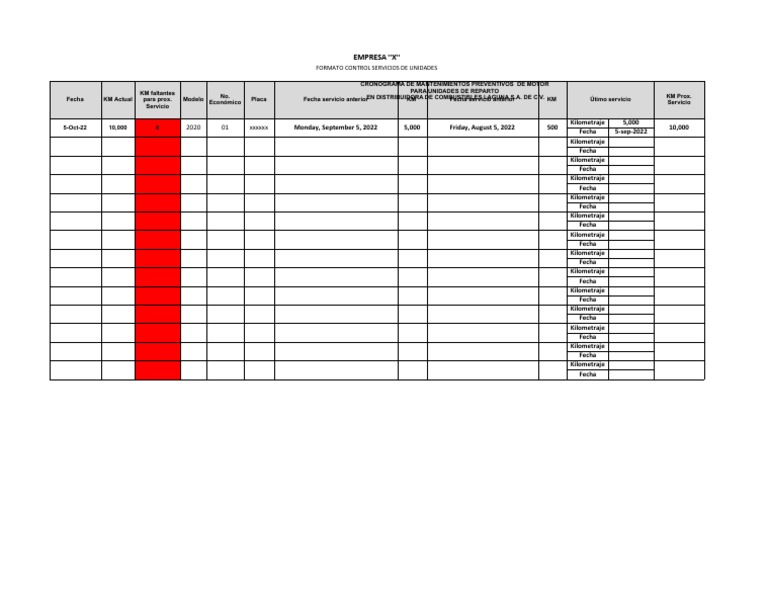 Formato Control Servicio de Unidades | PDF