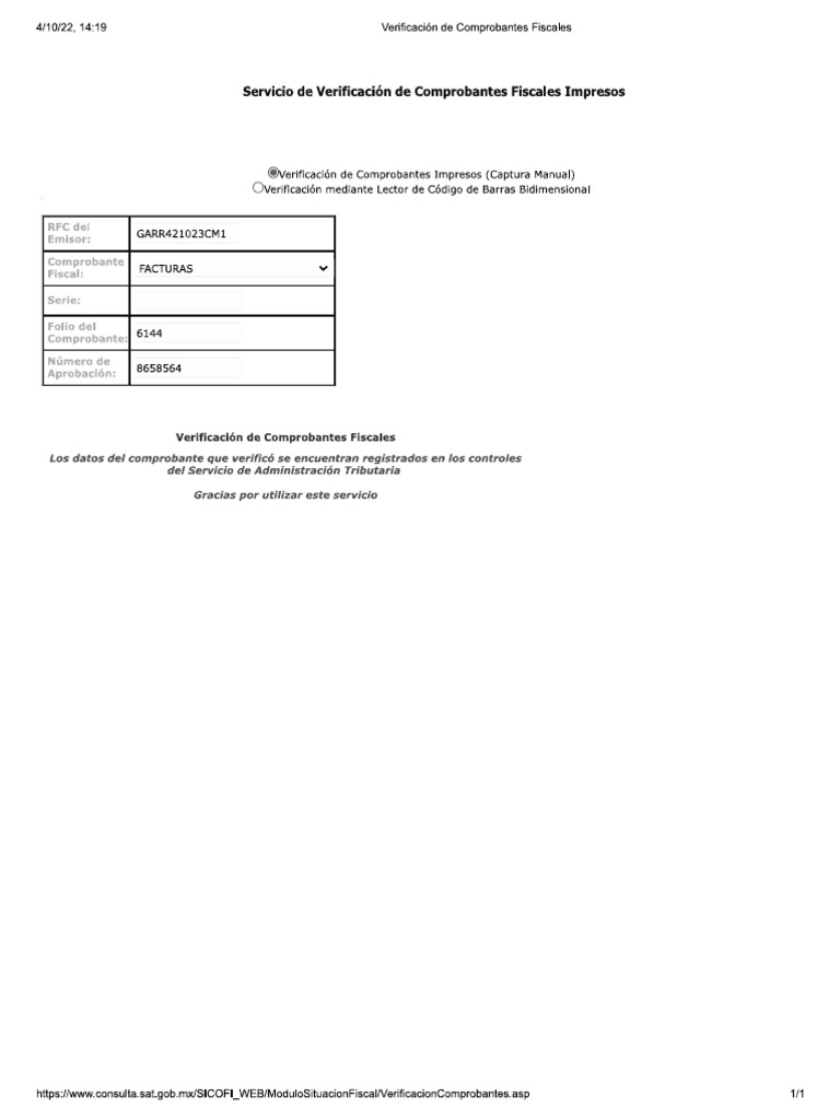 Verificación de Comprobantes Fiscales | PDF