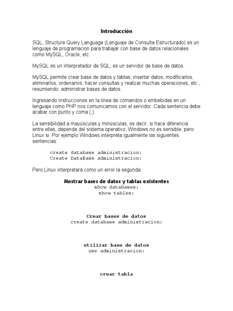 Mysql Primera Clase | PDF | SQL | Bases de datos