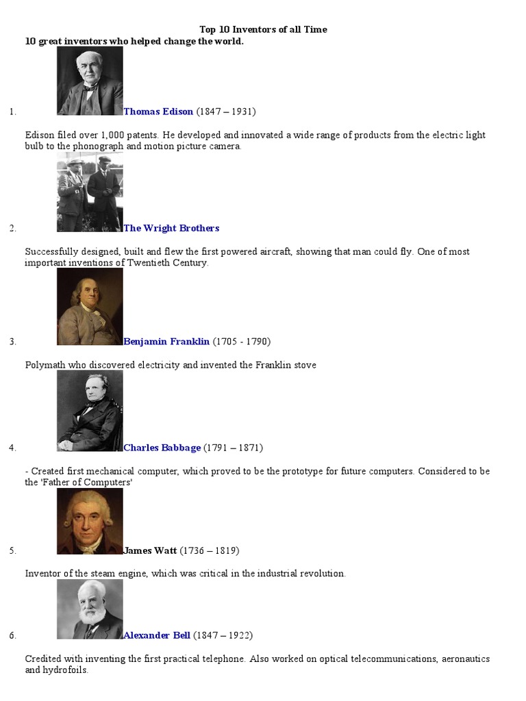 Top Inventors Who Changed History | PDF