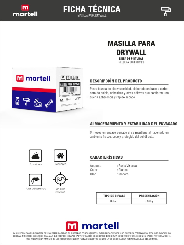 1.ficha Tecnica de Drywall, Masilla y Estructura | PDF