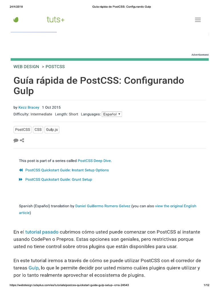 Guía Rápida de PostCSS - Configurando Gulp | PDF