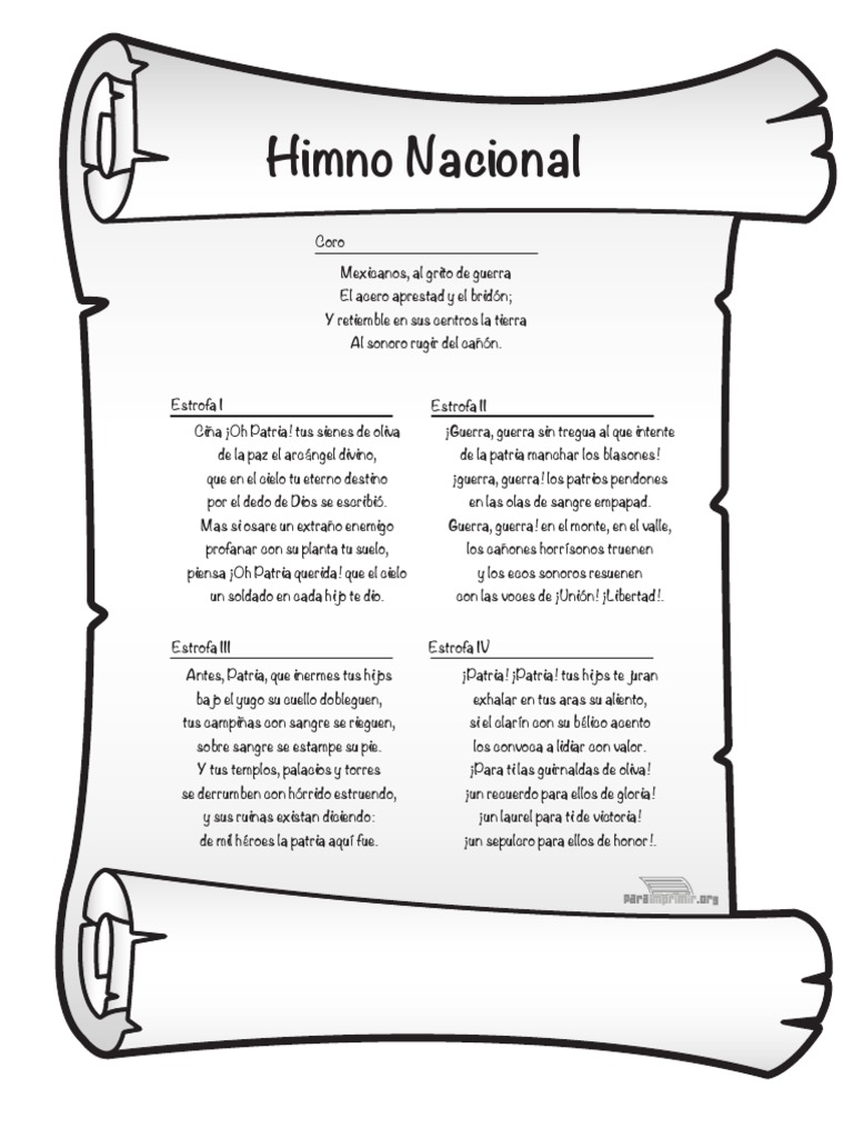 Himno Nacional Mexico para Imprimir | PDF