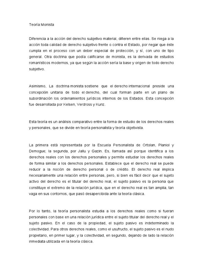 Teoría Monista. | PDF