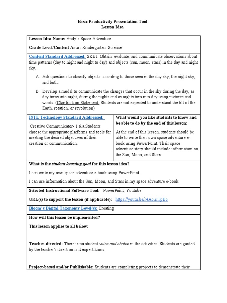 Basic Productivity Tools Lesson Idea Abby Pinter | Download Free PDF | Learning | Project Based ...