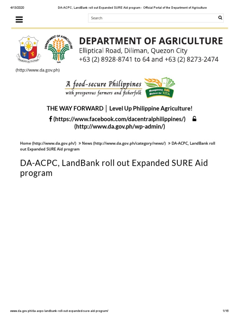 DA-ACPC and LandBank launch Expanded SURE Aid program to provide ...