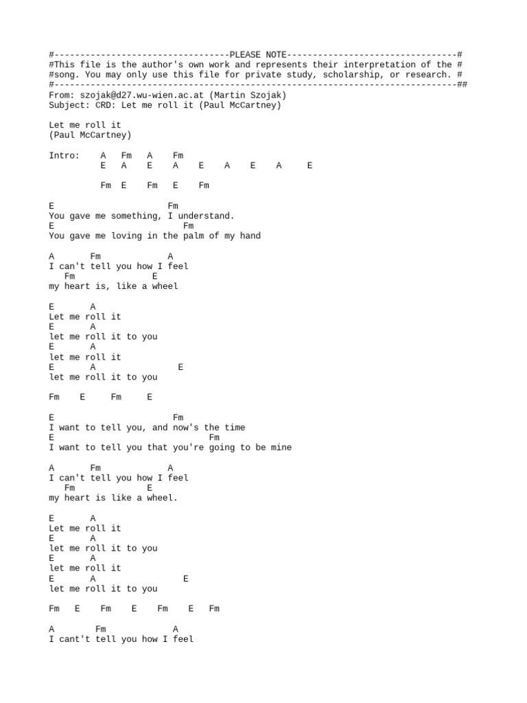 Let Me Roll It | PDF