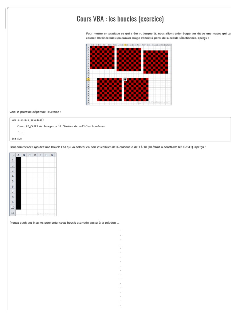 Cours VBA 11 - Les Boucles (Exercice) | PDF | Structure de contrôle ...