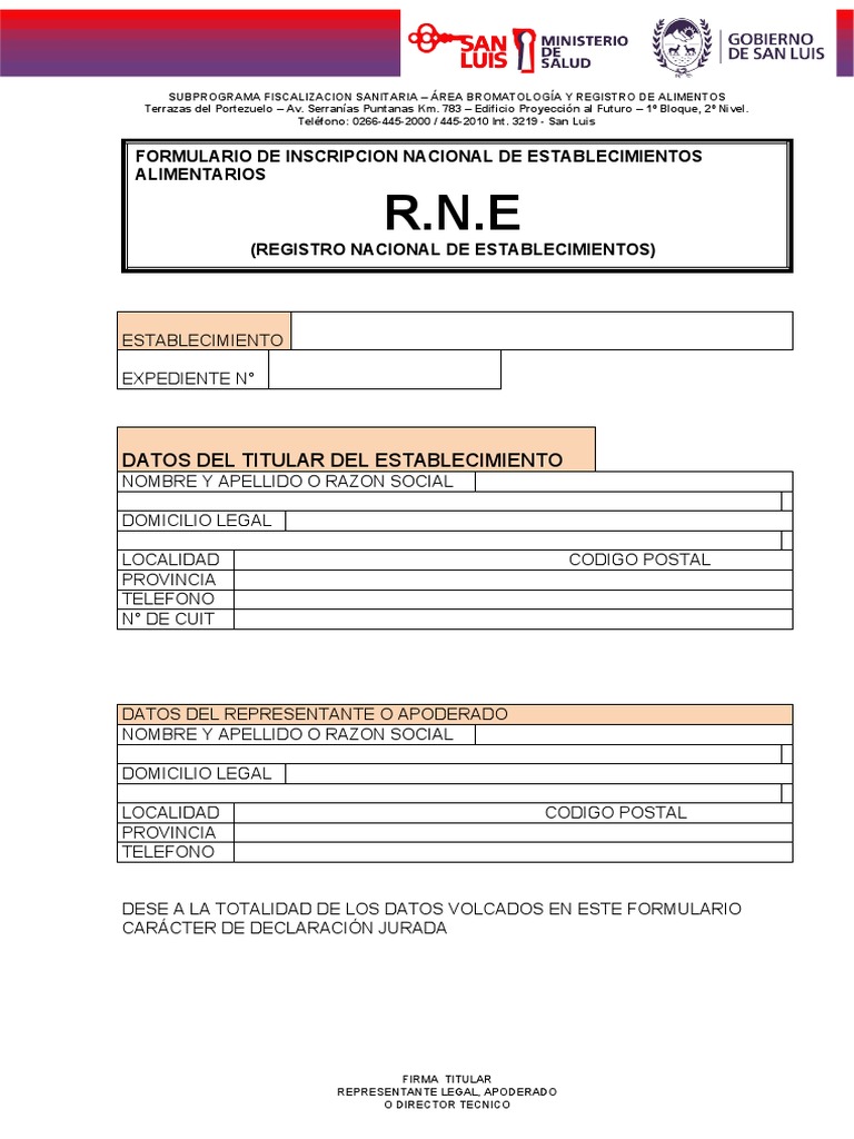 Formulario R.N.E. | PDF