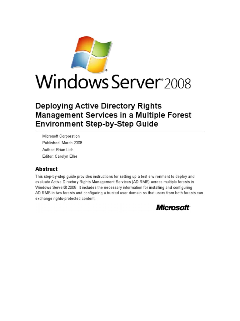 Deploying Active Directory Rights Management Services in A Multiple ...
