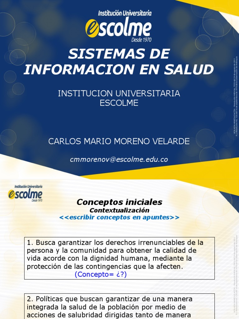 Presentación - Sistemas de Informacion en Salud | PDF | Tecnología de información y ...